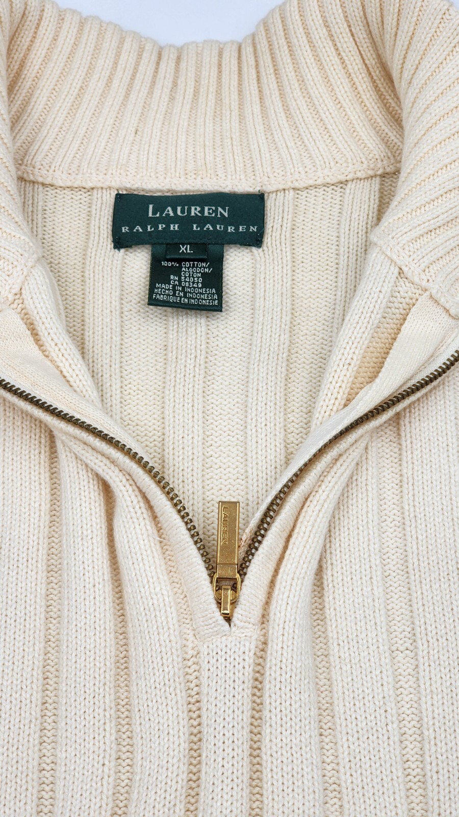 Vtg NWT Ralph Lauren Off White 100% Cotton Oxfordshire Pure Half-Zip ...