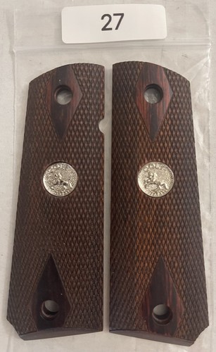 COLT 1911 GOVERNMENT COMMANDER FULL ROSEWOOD GRIPS SILVER MEDALLION ...