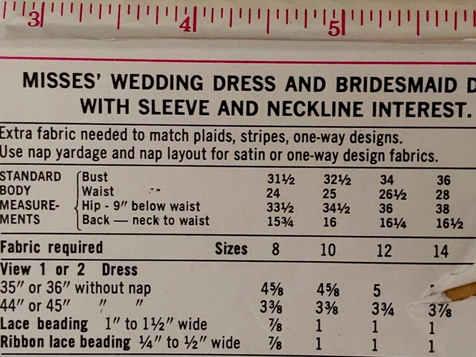 Simplicity 9936 Misses Bridal Gown Size 12 Bust 34 VTG Miss Bride ...