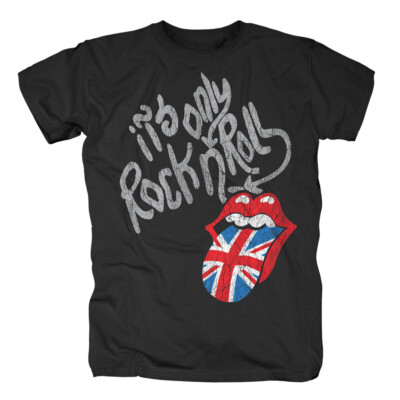 The Rolling Stones Rock N Roll UK Tongue Official Merch T-Shirt Black ...