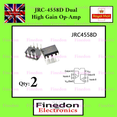 2 x JRC-4558D NJM4558D 4558 DUAL High Gain OP-AMP Internally ...