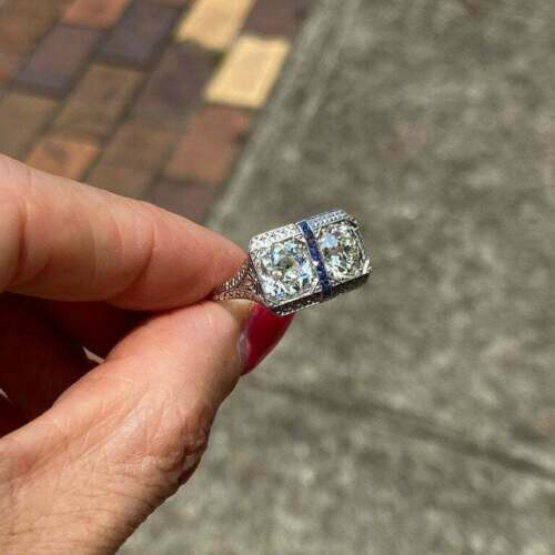 Old European Round White Gemstone Vintage Style Classic Ring With White ...