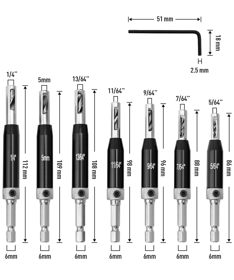 Vix Bits Self Centering Clic Change Door Hinge Drill Bit Set High-speed ...