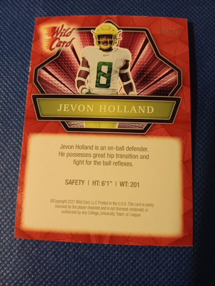 2021 JEVON HOLLAND WILD CARD MATTE RED ICE NFL ROOKIE CARD RC #ABC-42 ...