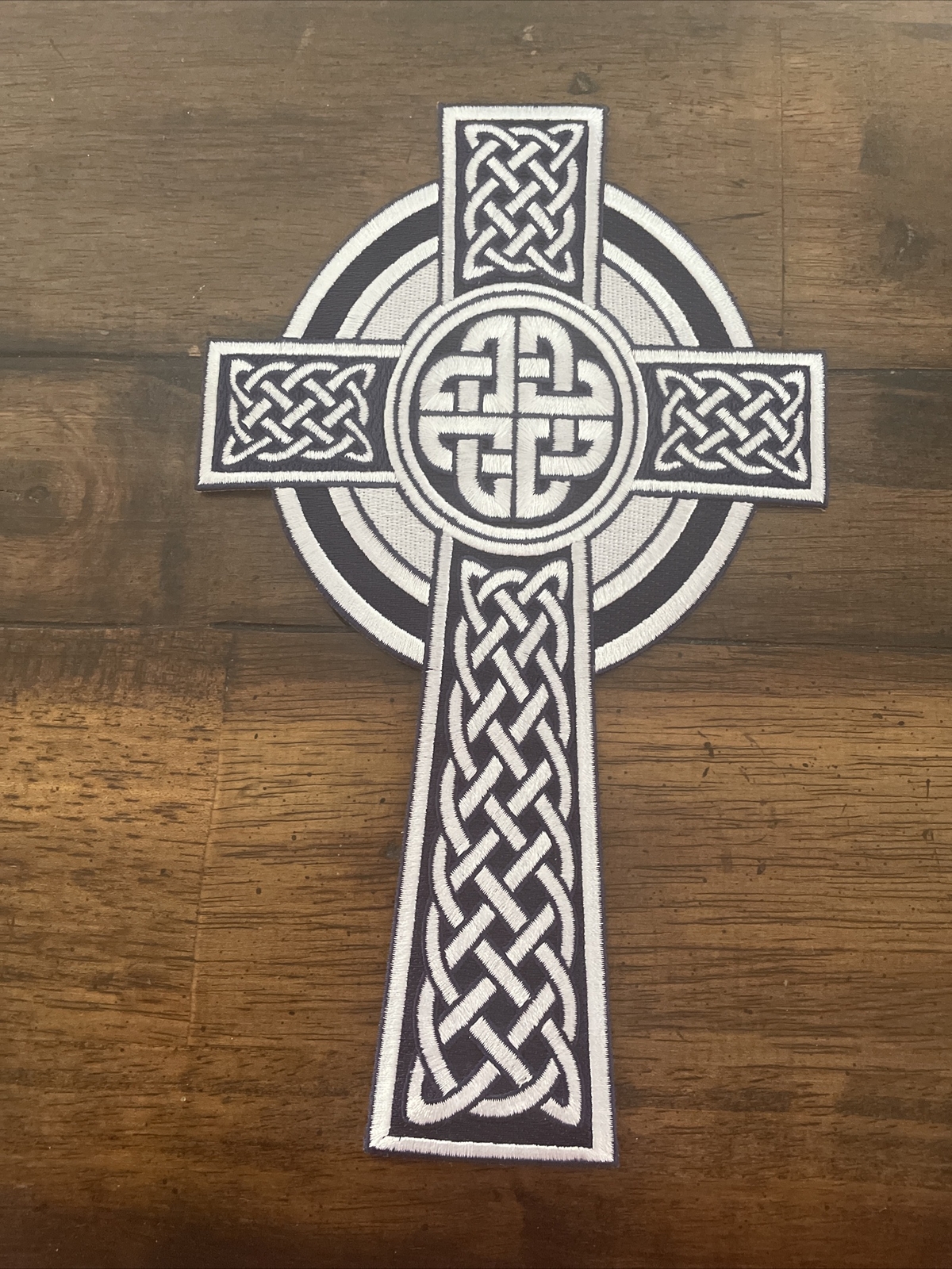 10” Celtic Gaelic Cross Vtg Motorcycle Jacket Vest Patch Iron On Biker ...