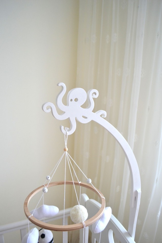Crib mobile holder natural wood arm mobile baby white Eco wood Baby ...