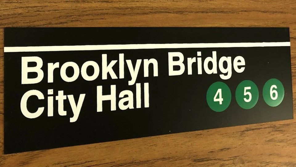 MTA NEW YORK CITY Subway Sign!-Brooklyn Bridge City Hall- A Great NYC ...