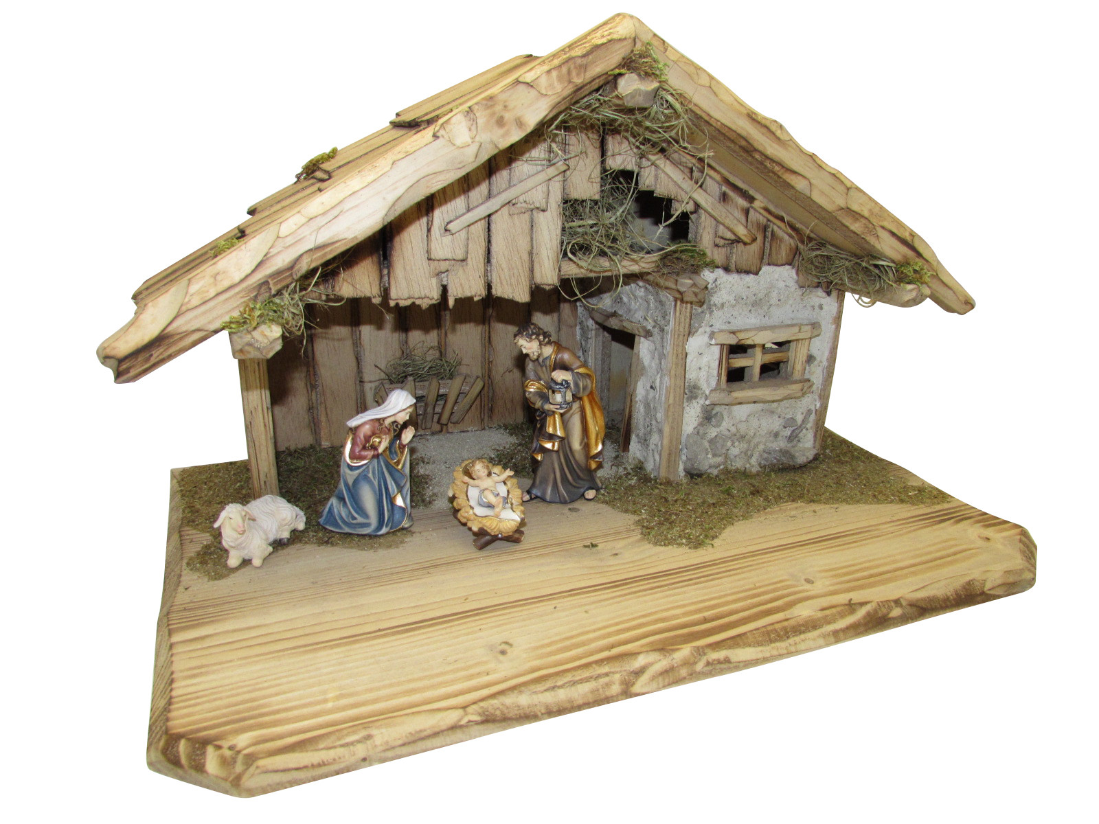 6 Piece Bavarian Nativity Scene, German Creche, Krippen, Stall ...