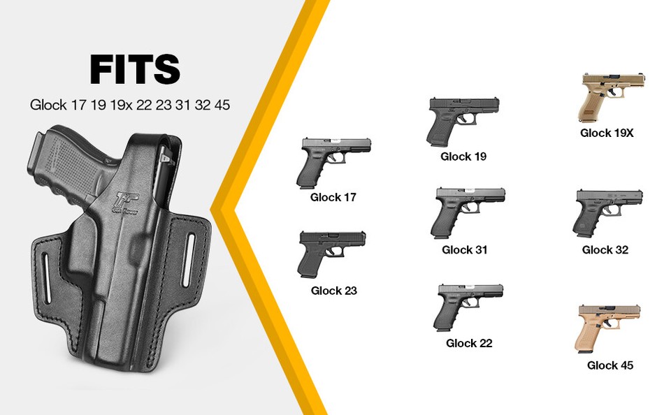 Full Grain Leather OWB Thumb Break Holster Glock 19 Glock 19x Glock 23 ...