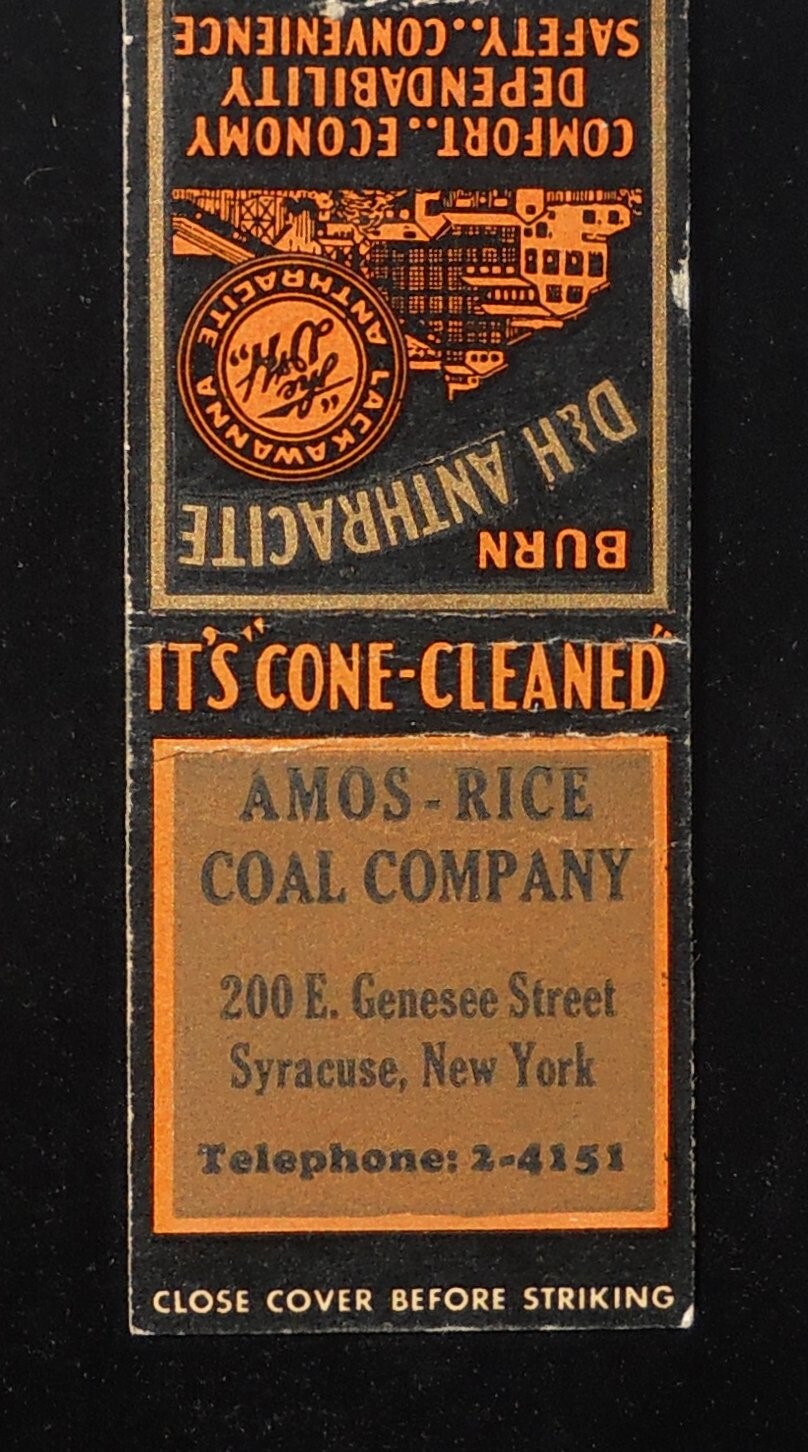 1930s FEDERAL MATCH Amos-Rice Coal Company D&H Anthracite E. Genesee ...