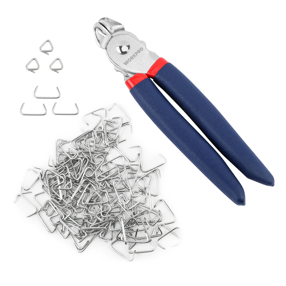 WORKPRO Hog Ring Pliers Galvanized Steel Hog Rings Plier w/500PCS 3/4 ...
