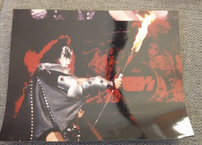 Kiss Gene Simmons close up of FIRE stick Band Rock Concert 8x10 Picture ...