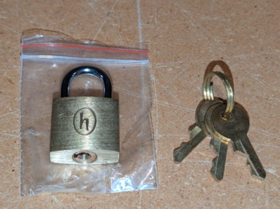 Vintage HARTMANN Brass Luggage Padlock Lock and 3 Key Set - NOS NEW OLD ...