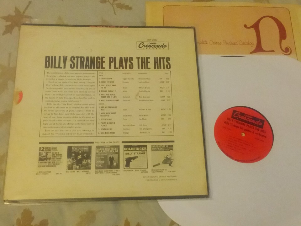 [1965] Billy Strange – Plays The Hits, EX+ 12" vinyl record LP, Rock ...