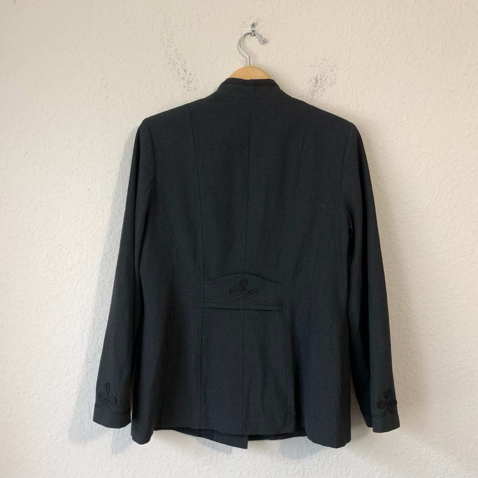 J. JILL Mandarin Collar Studded Button Jacket Charcoa… - Gem