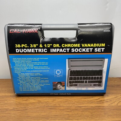Cal-Hawk 38Pc 3/8" & 1/2" Dr SAE & Metric Deep & Shallow Impact Socket ...