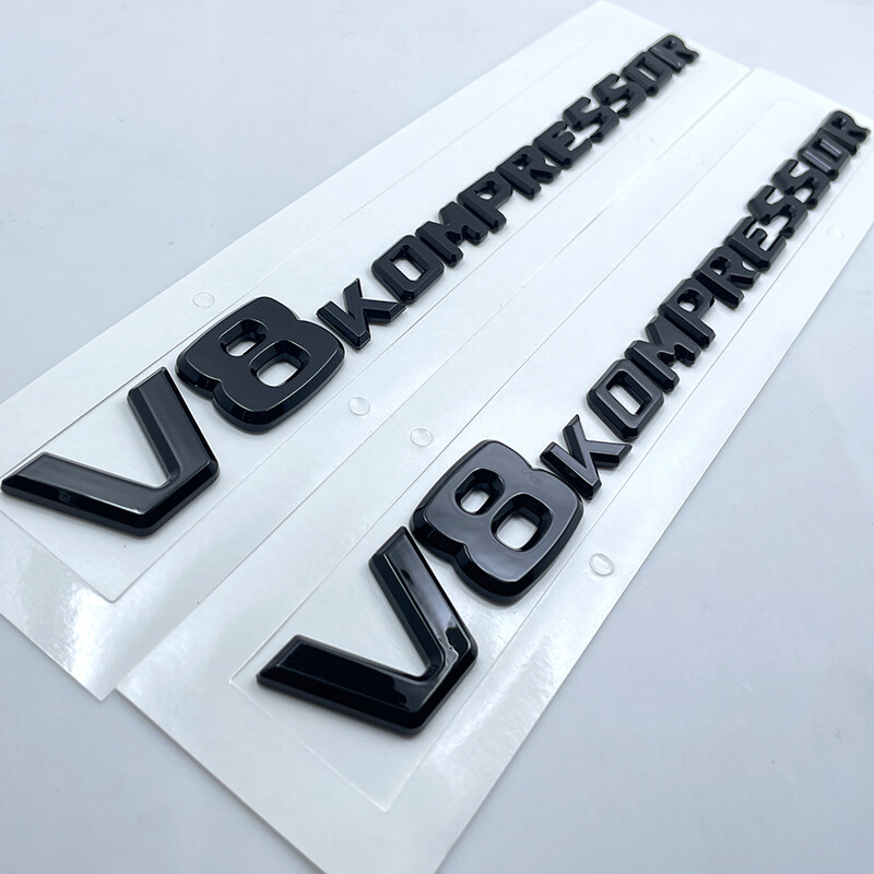 Gloss Black V8 KOMPRESSOR Emblem Side Fender Badge For Mercedes Benz ...