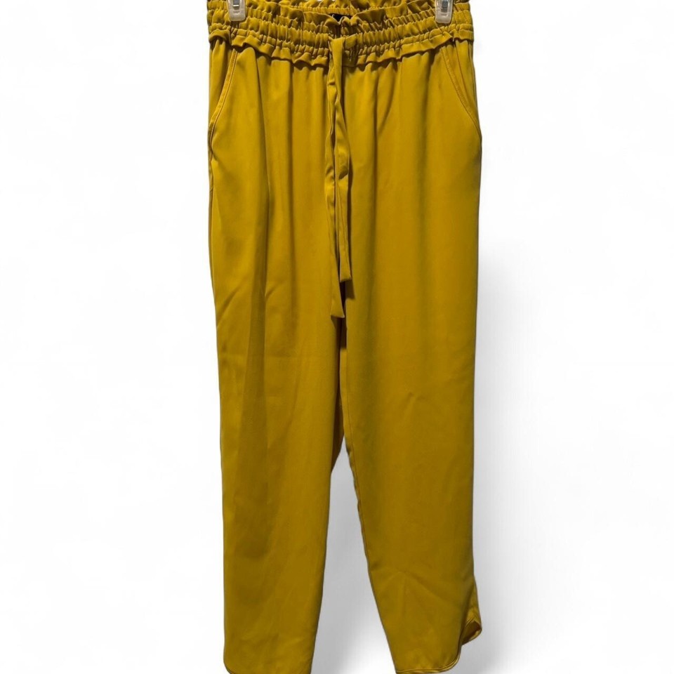 Zara TRF Collection Cropped Paper Bag Waist Mustard Color Pants Size ...