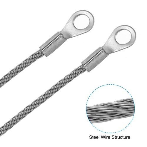 4Pcs 304 Stainless Steel Cable with Eyelets Ended Wire Lanyard 20cmx3mm ...