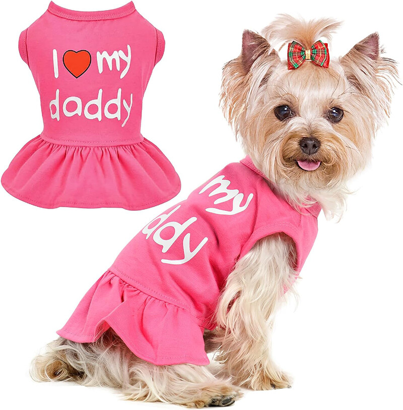 Dog Dress I Love My Daddy & Mommy Vest Apparel Puppy Clothes for Small ...