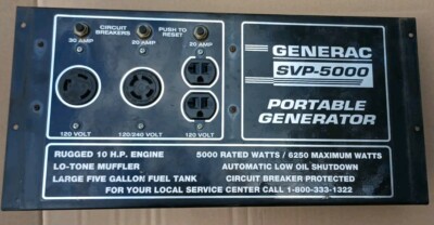 Generac SVP5000 81897 & 81919GS control panel assembly with receptacles ...