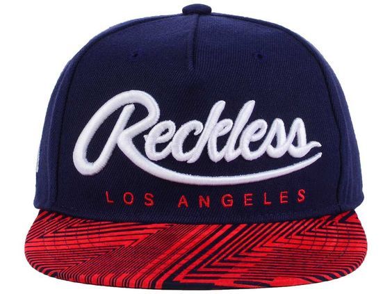 Young and Reckless Los Angeles Navy Blue Red Script Washed Snapback Cap ...