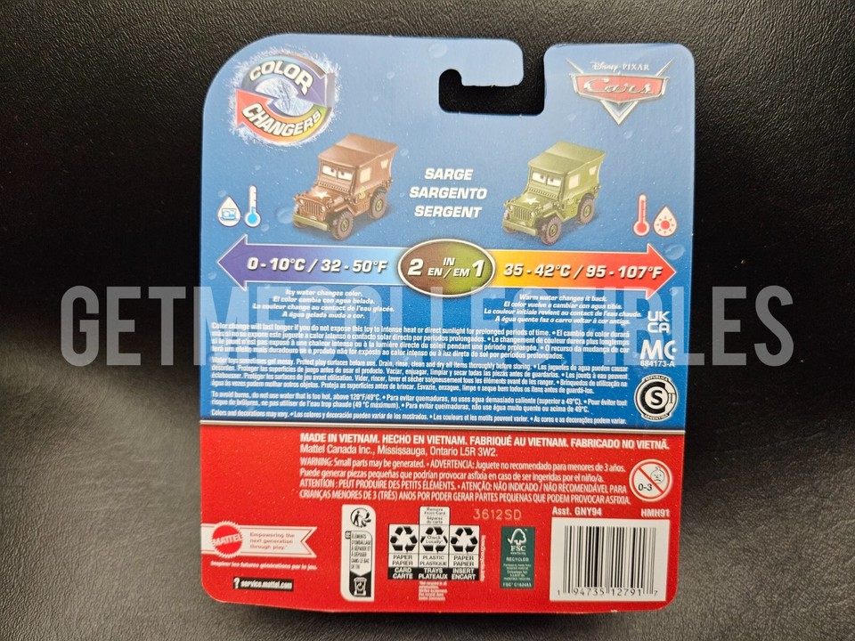DISNEY PIXAR CARS COLOR CHANGERS SARGE JEEP SAVE 6% GMC | eBay UK