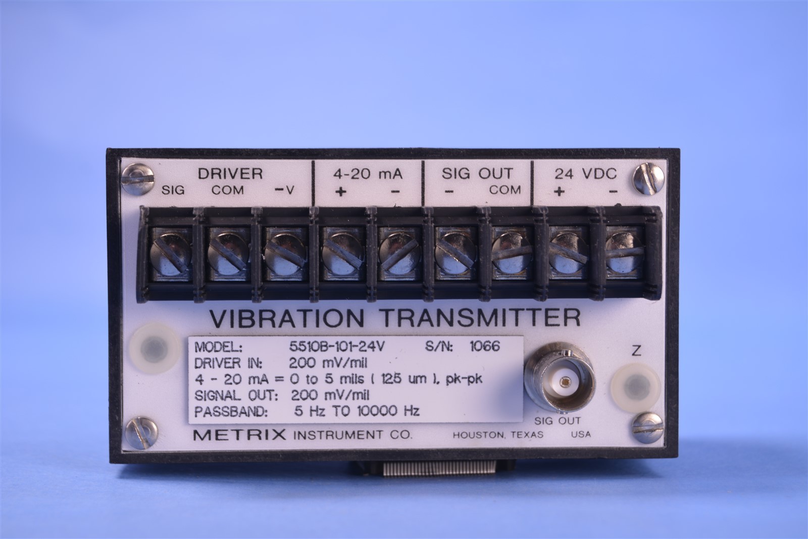 Metrix Vibration Transmitter Model 550108-101-24V Output signal 200mV ...