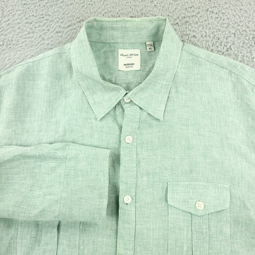 Baird McNutt Shirt Mens XL Extra Large Green Slim Fit Murano Roll Tab ...
