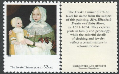 US. 3236b. 32c. The Freak Limner (17th c.) 3236. American Art. MNH ...