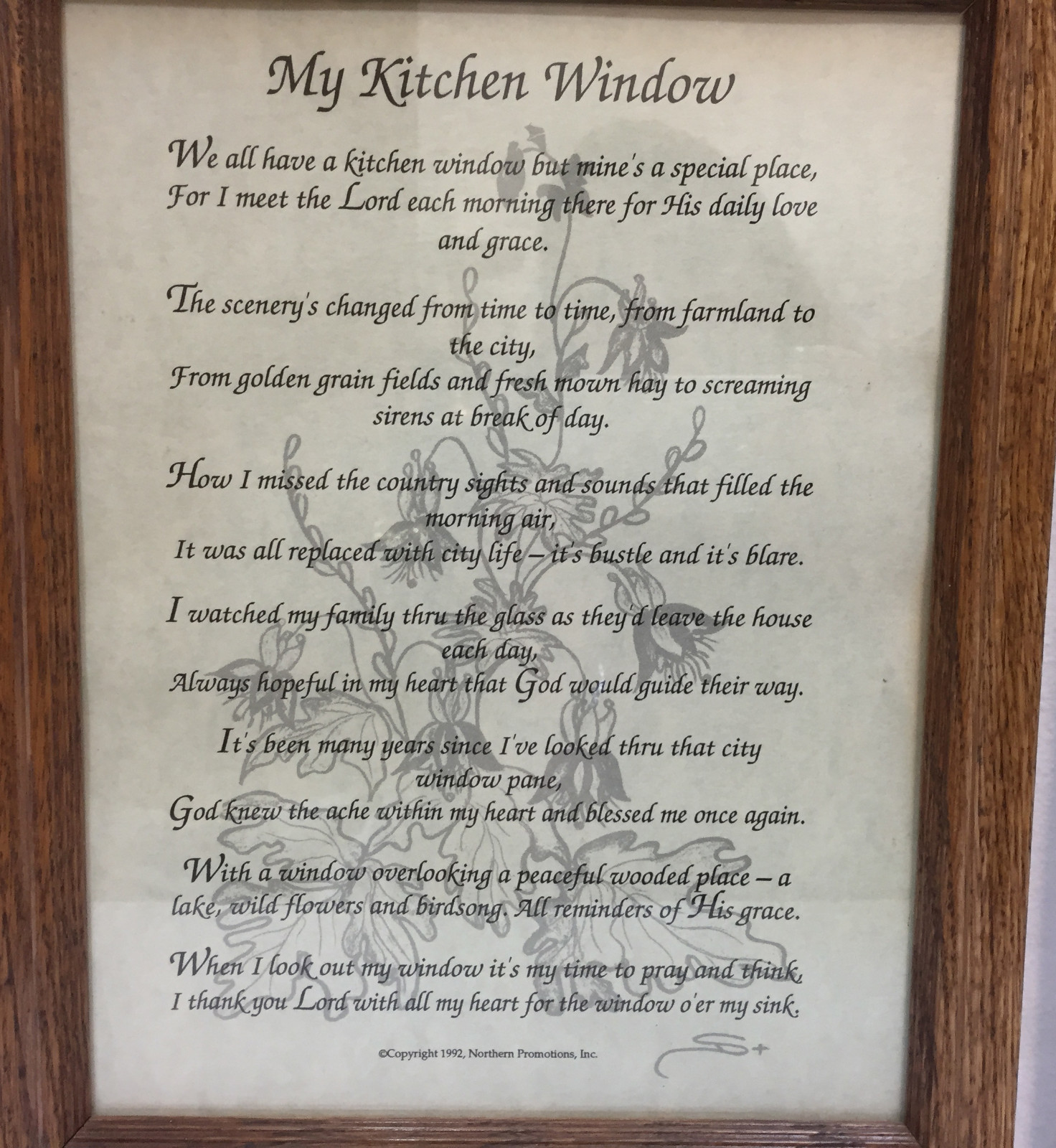 Religious My Kitchen Window Poem Framed Picture Oak Frame Thank You ...