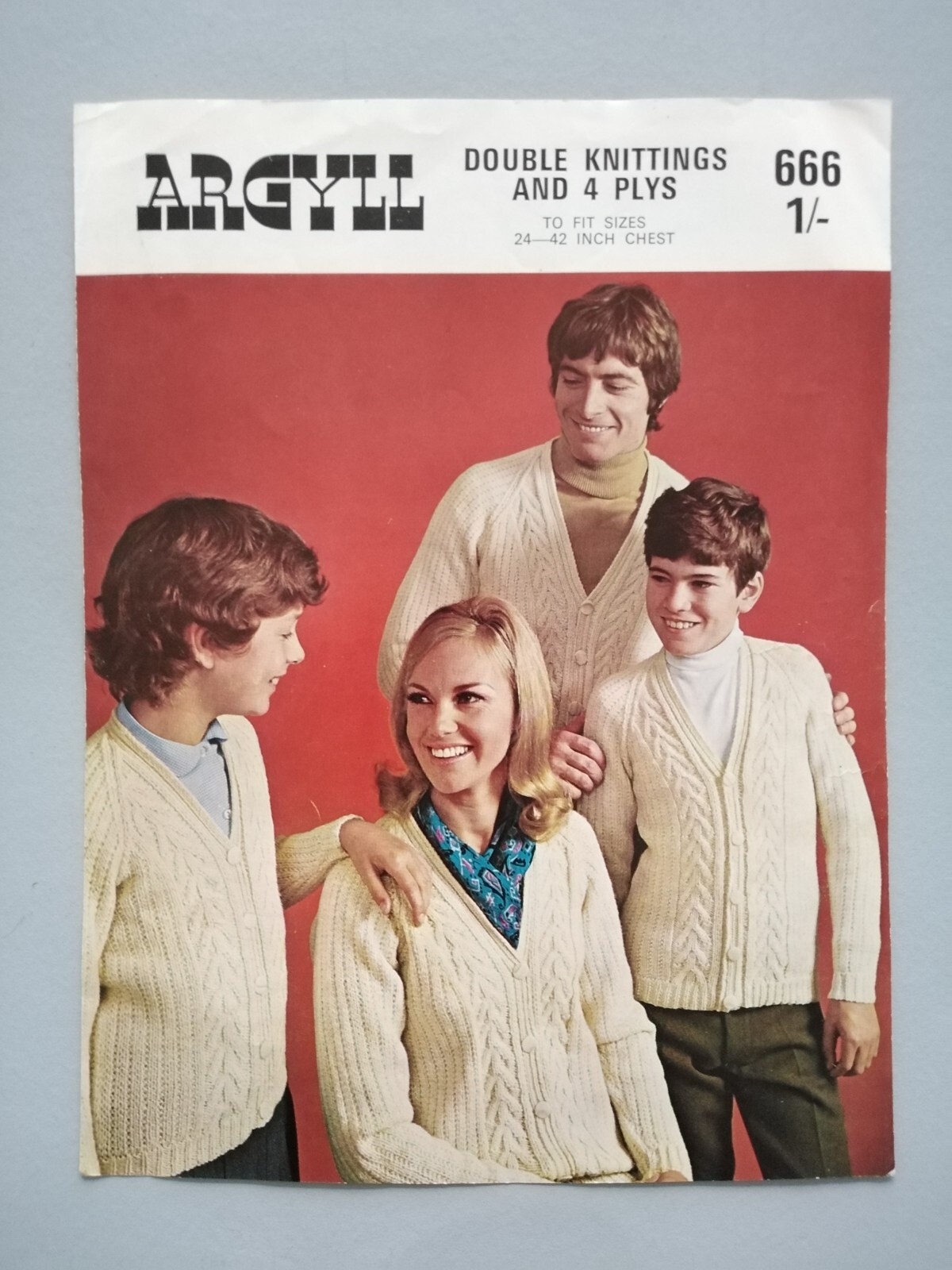 FAMILY ARAN-STYLE JACKETS, 24-42", 8/4ply - ARGYLL Knitting Pattern 666 ...