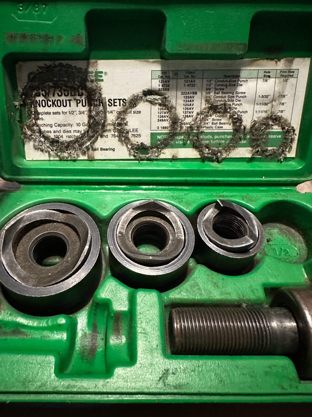Greenlee 85446 Ball Brng Plug GreenLee USA Ball Bearing Knockout Punch ...