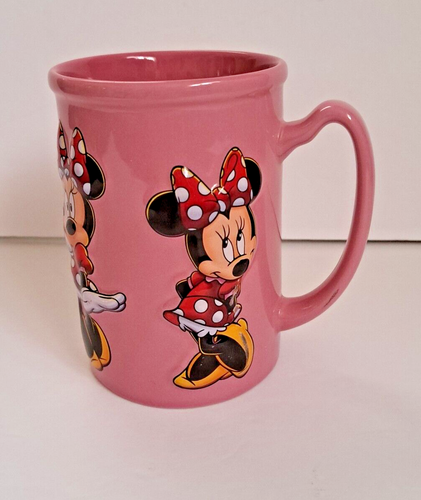 Disney Theme Parks 3D Minnie Mouse Embossed Pink Tall Coffee/Tea Cup ...