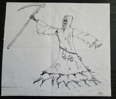 Original Art signed Pencil/Graphite Drawing. "DEATH" | eBay