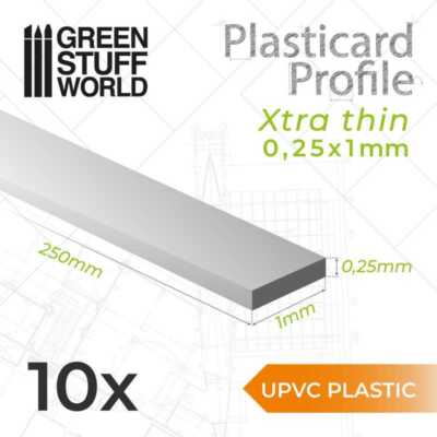 Green Stuff World 10823 uPVC Plasticard Profile - Xtra-thin 0,25x1mm ...