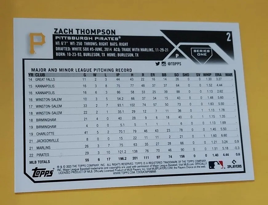 2023 Topps Zach Thompson #2 Pittsburgh Pirates Baseball Card | eBay