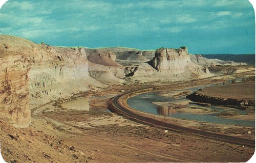 Panorama At Green River, Wyoming Showing Palisades, Toll Gate Rock ...