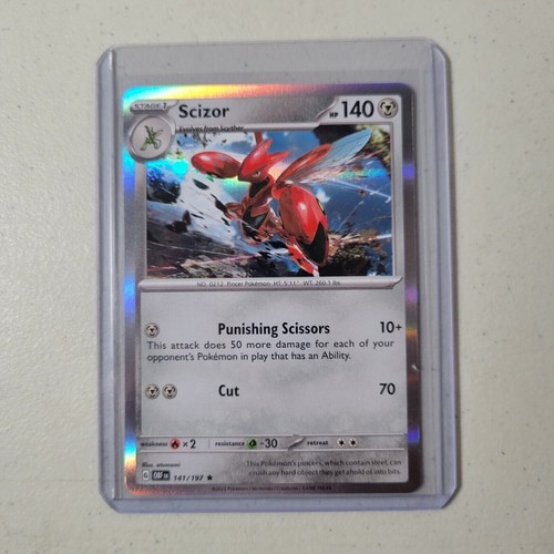 Pokemon Card Scizor 141/197 Holo Rare Scarlet & Violet Obsidian Flames ...