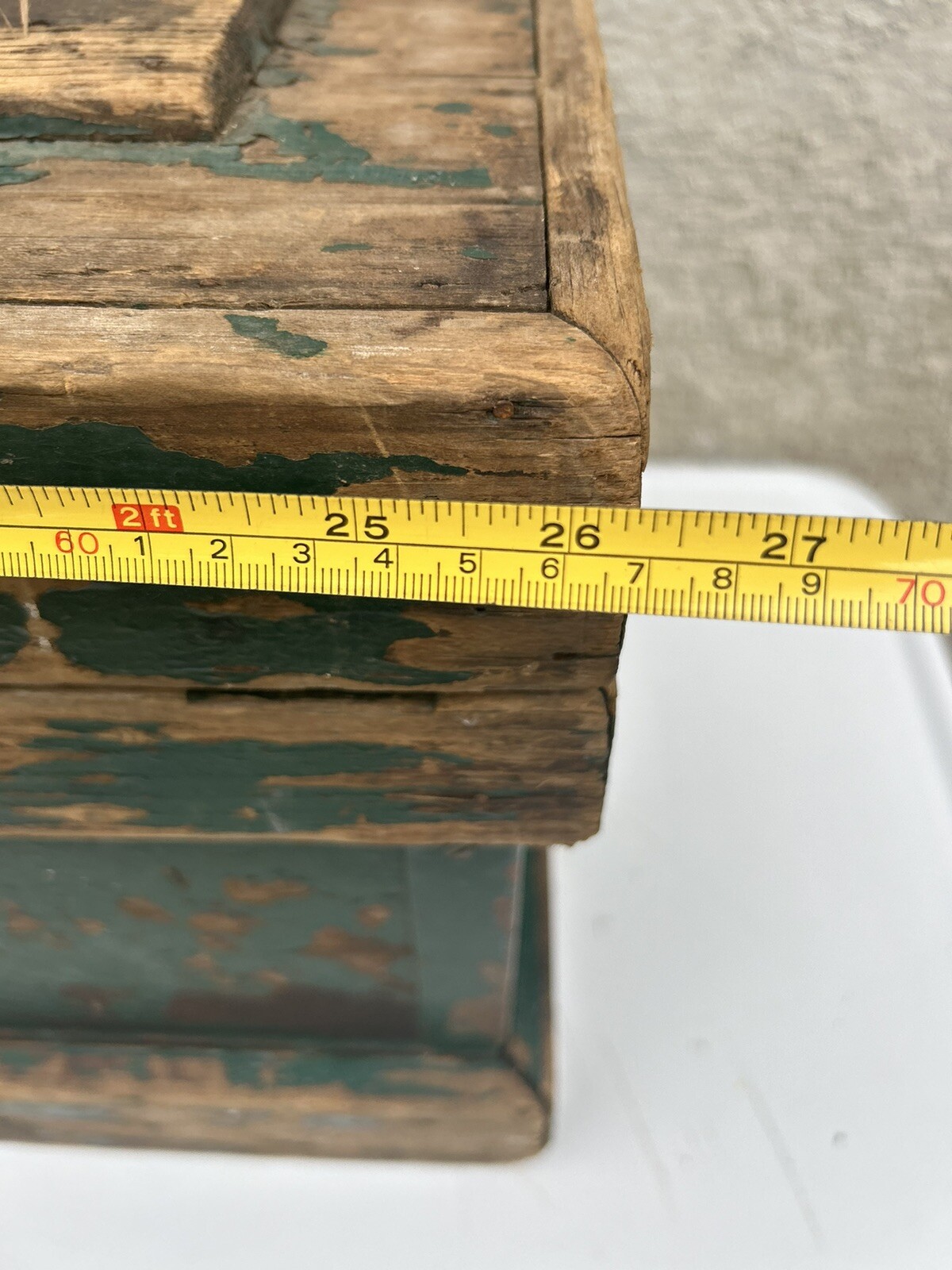 Antique Wood Painted Distressed Green Carpenters Tool Box W/ Handles | eBay