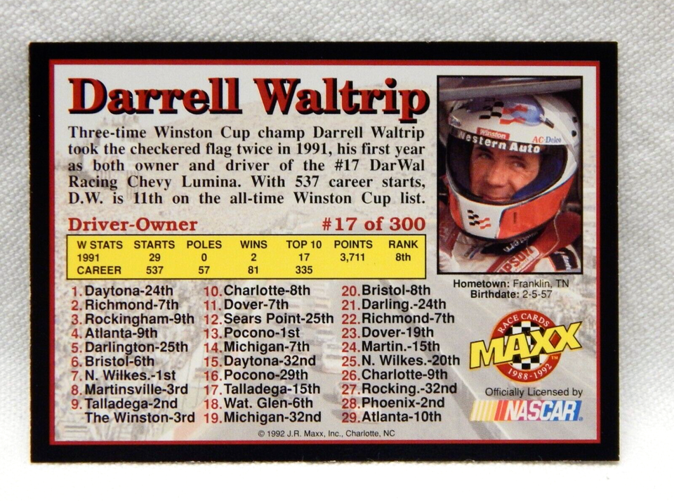 NASCAR Darrell Waltrip Card 17 | eBay