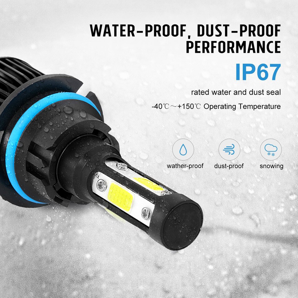 4 Sided 9004 LED Headlight Bulb Hi/Lo Beam 10000W 3600000LM 6000K Super ...