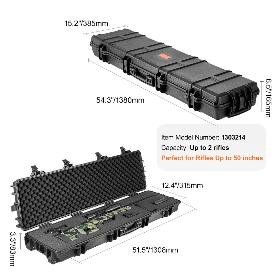Uimoso Rifle Case Rifle Hard Case 50 inch with 3 Layers Fully ...