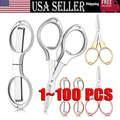 Folding Scissors Small Cutters Sewing Pocket Portable Travel Mini ...