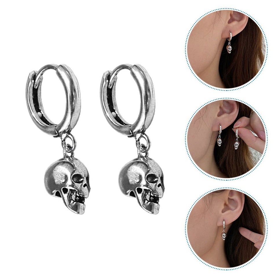 Pair Halloween Skull Copper Vintage Gothic Punk Jewelry Women | eBay ...