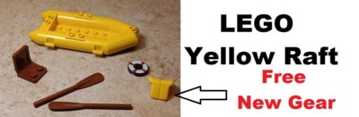 LEGO Raft BOAT Yellow Reinforced Oars FREE Life Vest Safety Ring Seat ...