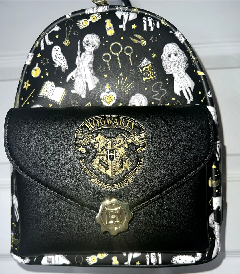 NWT Loungefly Harry Potter Magical Elements Mini Backpack Black Gold ...