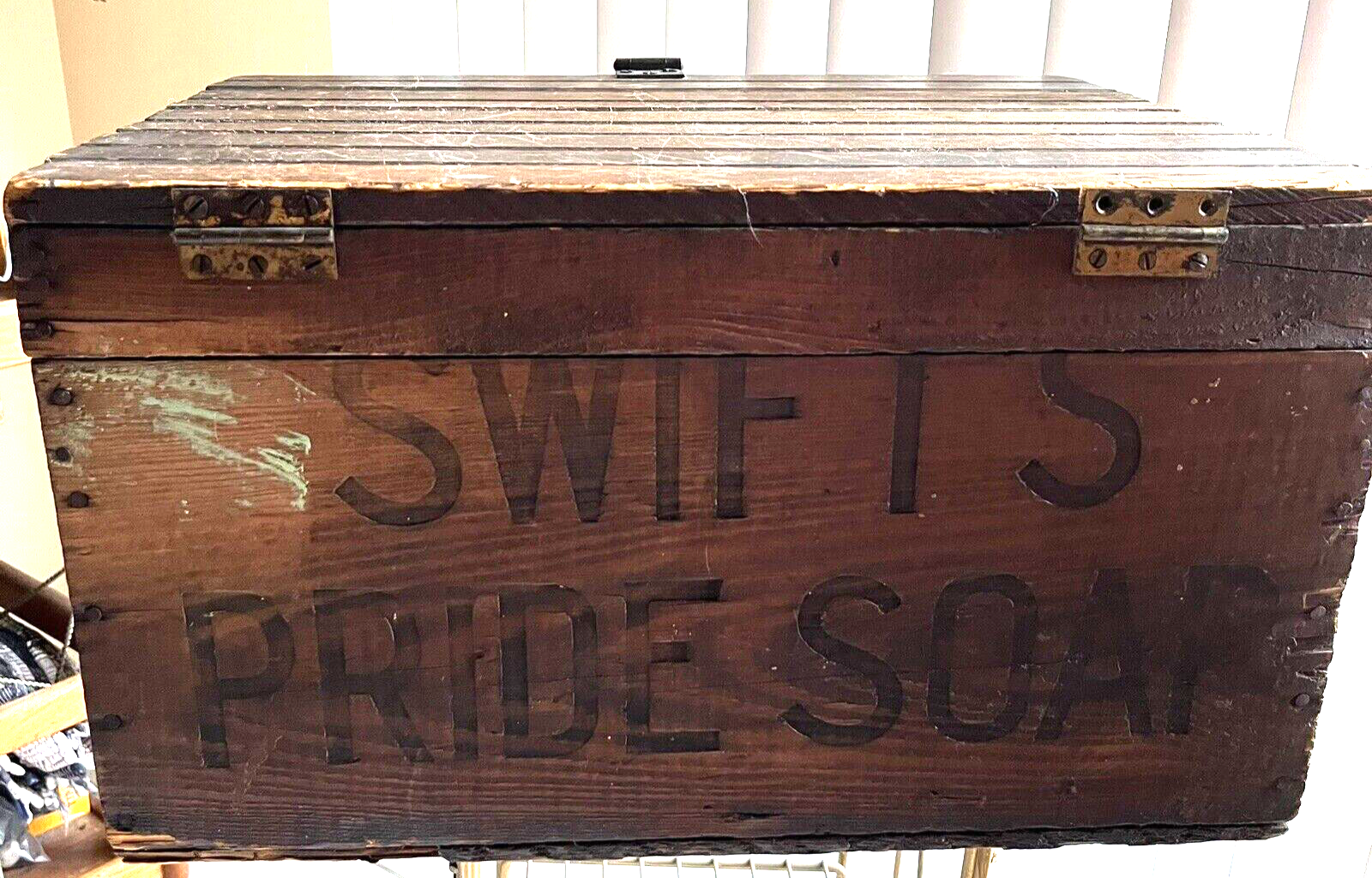 Antique Swift Soap Wood Crate Box Iron Hardware Industrial Chicago ...