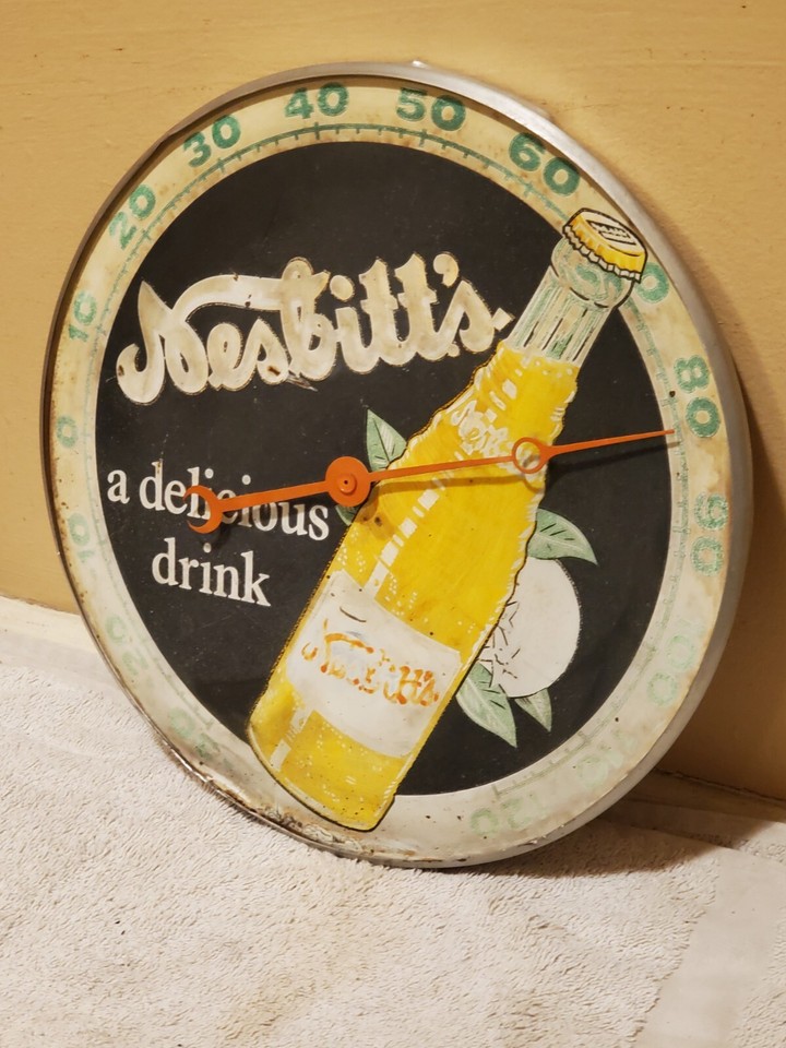 NESBITT'S ORANGE SODA Ice Cold Pop vintage advertising thermometer sign ...