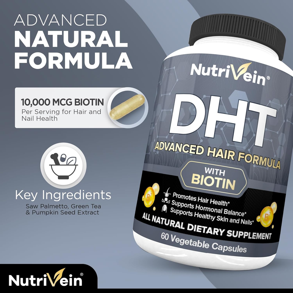 DHT Blocker with Biotin - Boosts Hair Growth & New Follicle Growth for ...